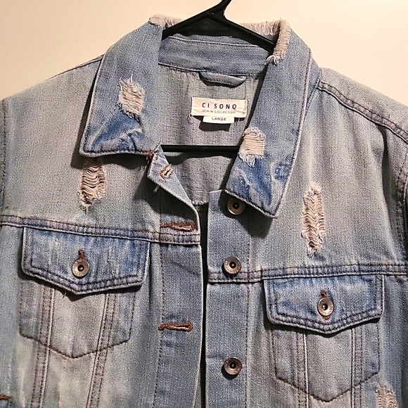 Ci Sono | Jackets & Coats | Light Blue Distressed Denim Jacket | Poshmark